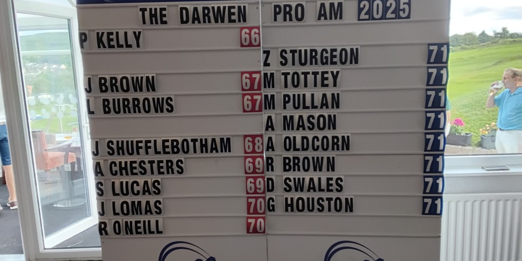 Results for the Darwen Pro Am Golf Event run by 1836 Tour